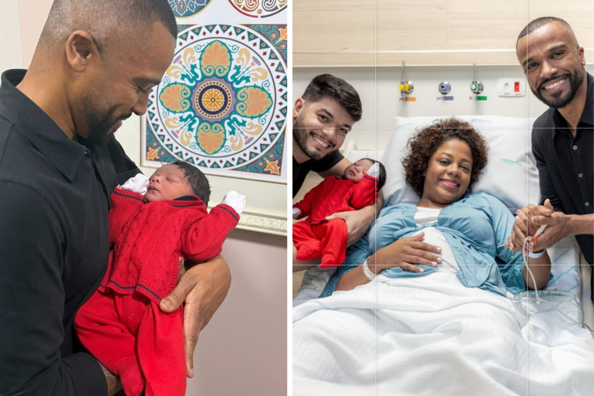 Alexandre Pires se torna avô e posa ao lado do neto recém-nascido ...